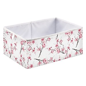 Cherry Blossom Flower Cube Storage Bin Collapsible Storage Bins Waterproof Toy Basket for Cube Organizer Bins for Kids Girls Boys Toys Book Office Home Shelf Closet - 11.02x11.02x11.02 in