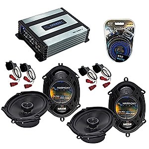 HA-R68 Compatible with Ford F-250/350/450/550/650/750 99-04 Rhythm Series 5x7" 6x8" Replacement 225W Speakers, HA-A400.4 Alloy 4-Channel 800W Speaker Sub Amp and HA-AK10 Gauge 600W Amp Install Kit