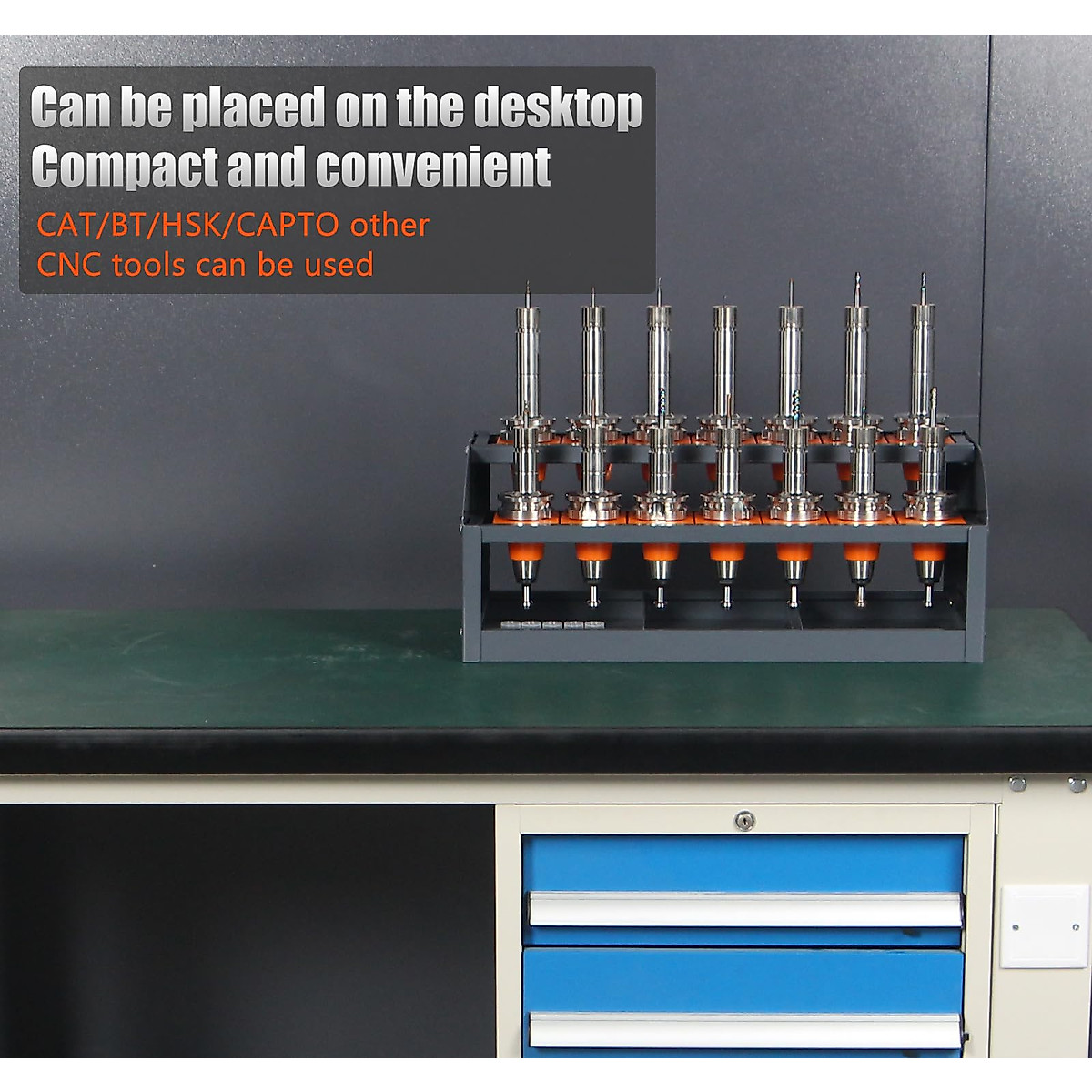 CAT 40 Tool Cart CNC, CNC Tool Holder on Desktop Randomly Placed, CNC Tool Carts Small, CNC Tool Cabinet, Easy and Convenient CNC Tool Storage CNC Tools Cart(CAT40-14CAP)…