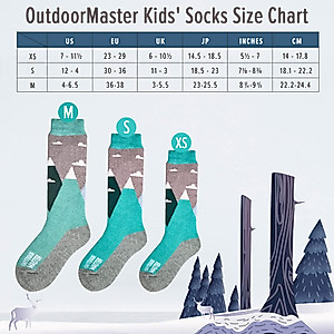 OutdoorMaster Kids Ski Socks - Merino Wool Blend, Over the Calf Design (S, Green - 2)