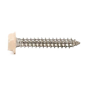 50 Piece #8 x 1 in. Stainless Steel Sheet Metal Screws, Tan Hex Washer Head Phillips Self Tapping Metal Screws in Convenient & Reusable Boxes