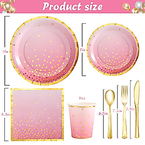 175PCS Pink Paper Plates Serves 25 Guests, Pink Plates,Pink Party Plates for Bachelorette, Birthday, Wedding, Bridal Shower, Baby Shower