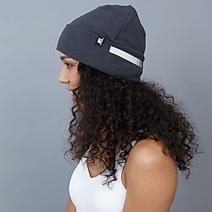 The Hat Depot Fleece Winter Beanie Hat Cold Weather Reflective Safety for Men & Women Performance Stretch (Charcoal)