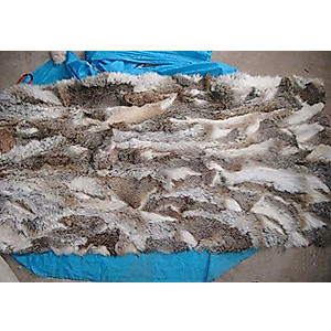 Seek4comfortable Soft Real Rabbit Fur Throw Blanket Rug Patchwork Skin Fur Rug Pelz Leather Pelt Home Kitchen Bed Throws, 43" x 22"(Straw Yellow)