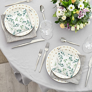 Sage Green Disposable Paper Napkins 3-ply Bathroom Eucalyptus Beverage Napkins for Sage Greenery Baby Shower Party Wedding Dinning Decor（5"X5" in, 80-Pack)