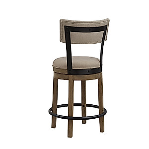 Ball & Cast Rustic Swivel Counter Stools Kitchen Barstool 24" Seat Height Wooden Frame Stool Chair, Taupe