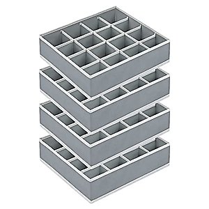 homsorout Sock Organizers, Large Underwear Organizers, Foldable Dresser Drawer Organizers for Clothing, Closet Organizers and Storage for Men's Socks, Stockings, Ties, Panties, 4 Packs (Grey)