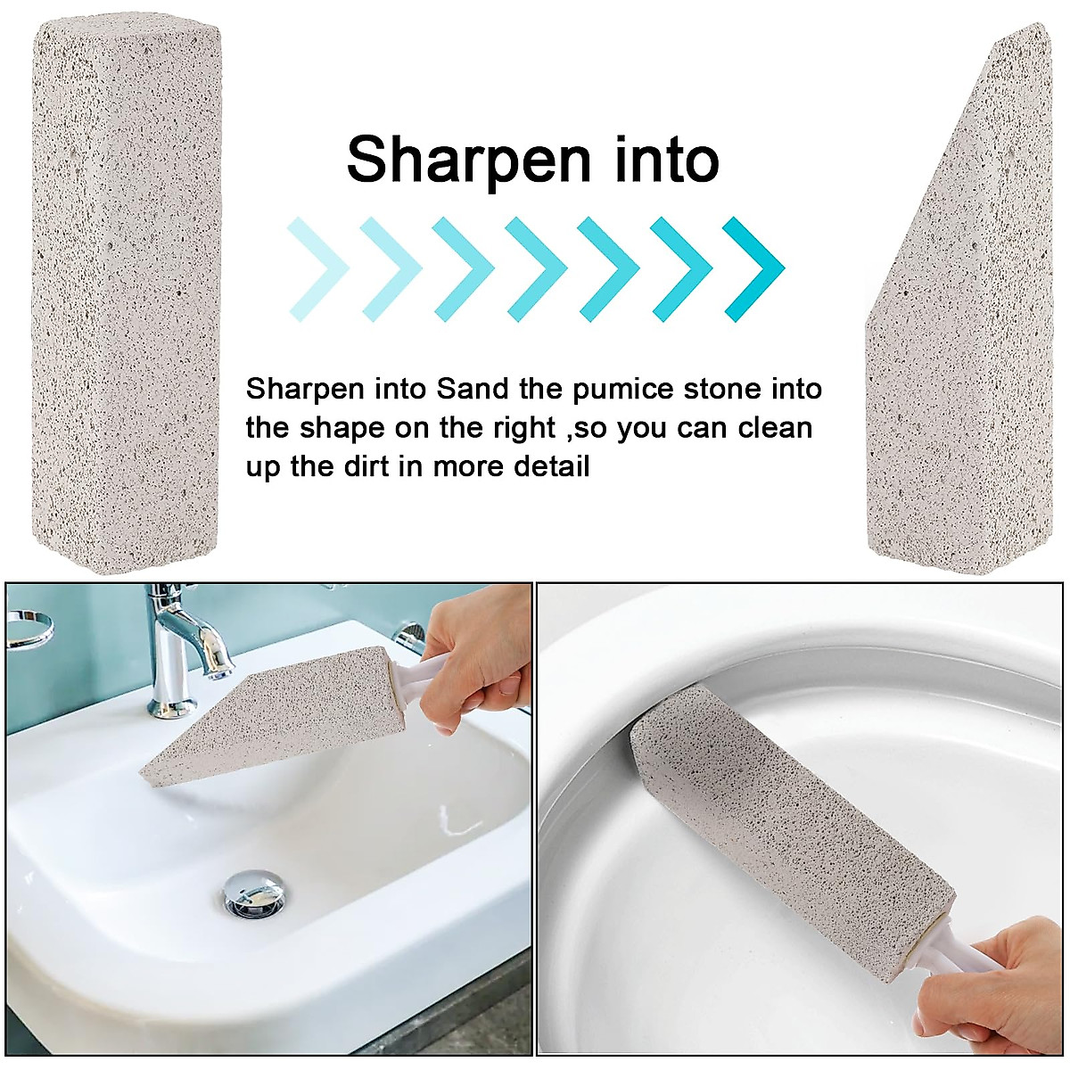 Yesland 12 Pack Gray Pumice Stone Toilet Bowl Cleaner with Plastic Handle, Scouring Stick for Cleaning Stains, Limescale, Hard Water Rings, Tiles, Iron and Rust