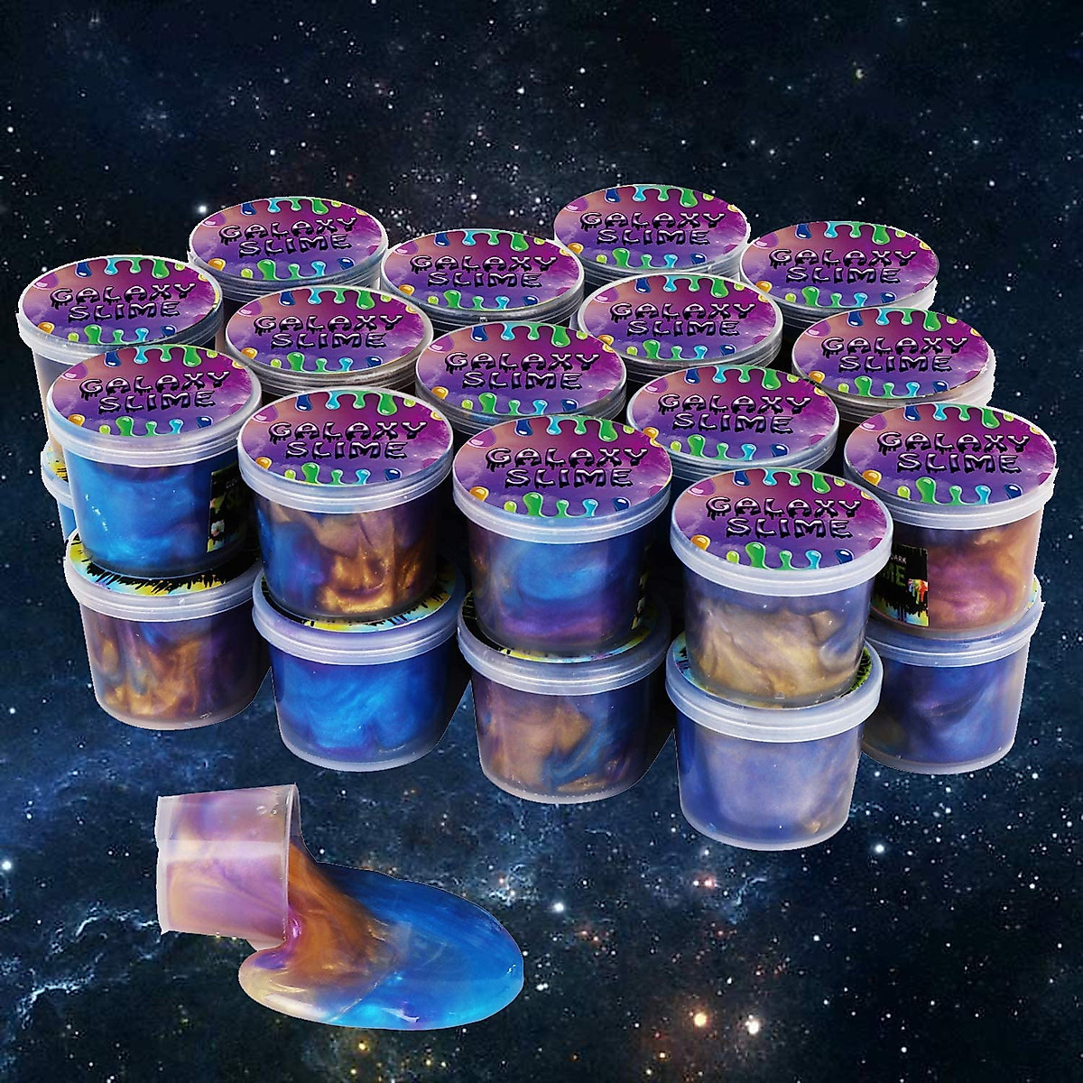 BVEHSR 36 Packs Galaxy Putty Slime, Party Favor for Kids Girls & Boys, Adults, Non Sticky, Stress & Anxiety Relief, Wet, Super Soft Sludge Toy,Easter Basket Stuffers