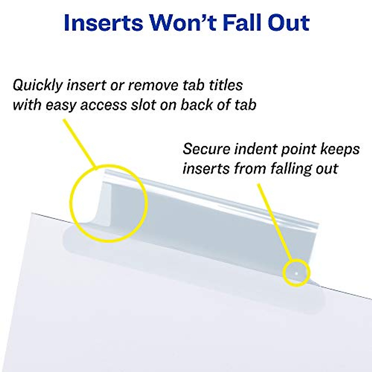 Avery 5 Tab Binder Dividers, White with Insertable Clear Big Tabs, 1 Set Pack, 8 Packs, 8 Sets Total (11122)