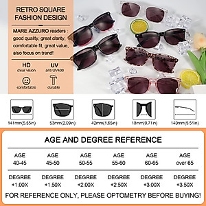 MARE AZZURO Reader Sunglasses for Women 0.50 0.75 1.00 1.25 1.50 1.75 2.00 2.25 2.50 2.75 3.00 3.25 3.50 3.75 4.00 (Leopard, 2.00)