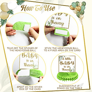 Weecent 9 Pcs Greenery Baby Shower Honeycomb Centerpieces Oh Baby Party Decorations Sage Green Party Table Centerpieces Baby Boy Girl Birthday Party Green Leaf Cake Decorations