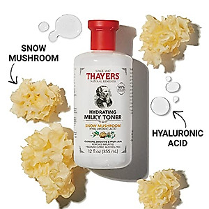 Thayers Milky Hydrating Face Toner with Snow Mushroom, Hyaluronic Acid and Elderflower, Dermatologist Recommended Gentle Alcohol Free Facial Skincare for Dry and Sensitive Skin, Paraben Free, 12 FL oz
