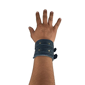 Hide & Drink, Stylish Wrist Wallet Cuff, Wristband with Secret Pouch, Cash Holder, Money Organizer, Full Grain Leather, Handmade,Slate Blue