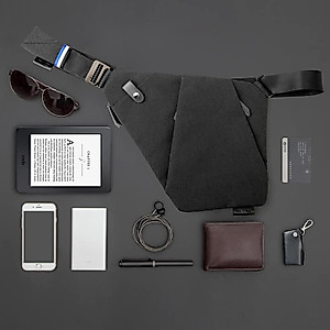 NIID-FINO NEO Sling Shoulder Crossbody Bag Chest Bag Slim Backpack Multipurpose Daypack (Meteorite black, Right Hand)