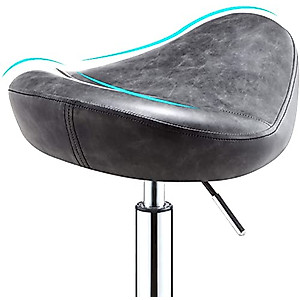 Rolling Swivel Stool Cosmetic Stool 360° Rotate Height Adjustable Salon Massage Spa Chair Hydraulic Rolling Faux Leather Saddle Stool for Massage Spa Salon Hair Beauty Manicure Tattoo Treatment Office