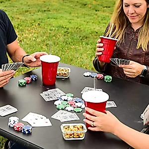 Red Cup Living 24 Oz Reusable Party Cup with Lid & Straw, Glass & Tumbler | Reusable Drinking Supplies for Birthday Party, Camping, Travel Outdoors |Durable & Unbreakable, BPA Free