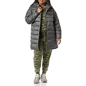 Amazon Essentials Women's Lightweight Water-Resistant Hooded Puffer Coat (Available in Plus Size), Charcoal Heather, XX-Large