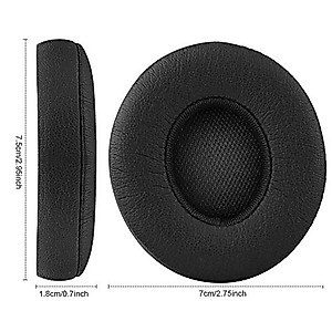 Solo 3 Earpad Replacement Solo 2 Ear Pads Cushion Accessories Compatible with Beats by Dre Solo3/Solo2 Wireless A1796/B0534 Headphones, Made of Protein Leather Memory Foam (Black)