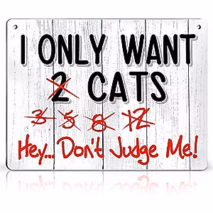 Bigtime Signs Cat Sign - I Only Want Cats - Cat Decor Funny Gag Gifts for Window, Office, Bedroom Decor - Funny Cat Gifts for Indoor or Outdoor use - Best Cat Gifts For Cat Lovers and Cat Decorations