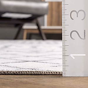 nuLOOM Moroccan Blythe Machine Washable Area Rug, 8' Square, Grey