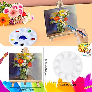 12 Sets Painting Set with 7.09 x 9.45 Inch Easels, 144 Pcs Painting Supplies Kit Including 12 Pcs Wood Easels, 12 Packs of 10 Style Paintbrushes, 12 Pcs Palettes for Kids Adults Art Drawing Party