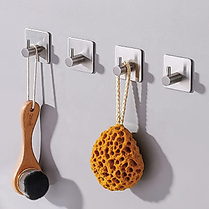 Adhesive Hooks - 5 Pack Heavy Duty Wall Hooks Waterproof Stainless Steel Hooks for Hat Towel Robe Hooks Rack Wall Mount - Bathroom Kitchen Home Hotel Office Cabinet and Bedroom CHROM01