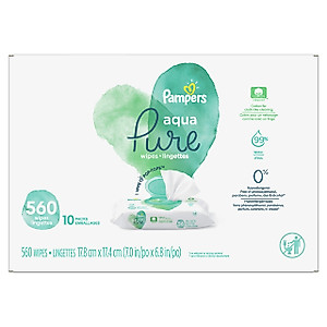 Diapers Size 2, 186 Count and Baby Wipes - Pampers Pure Protection Disposable Baby Diapers, Hypoallergenic and Unscented, ONE Month Supply with Aqua Pure Baby Wipes, 10x Pop-Tops, 560 Count