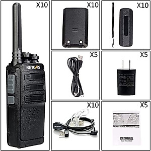Retevis RT28 Walkie Talkies for Adults Long Range,Two Way Radios Rechargeable,Hands Free 2 Way Radio with Earpiece,for Worker School Security Restaurant(10 Pack)