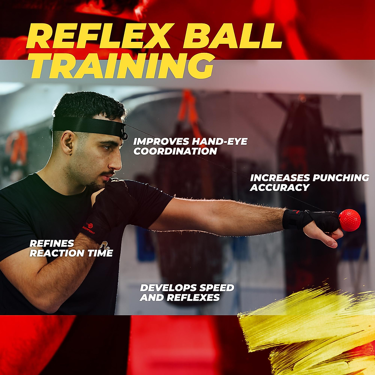 Boxerpoint Boxing Reflex Ball – Boxing Ball Headband Boxing Game for Adults & Kids – Hand Eye Coordination Training Boxing Equipment & MMA (Adults)