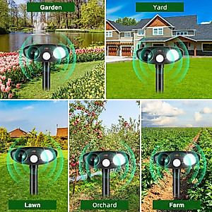 Ultrasonic Animal Repellent Outdoor Solar Animal Repeller with Motion Sensor&LED Strobe Light Cat Deterrent Outdoor Deer Repellent Device to Scare Squirrel Raccoon Dog Skunk Repellent for Yard (4)