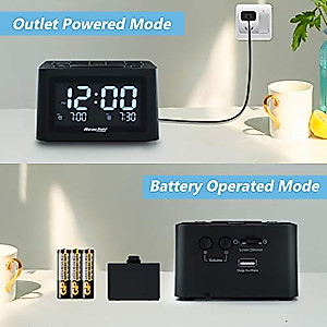 REACHER R3 Dual Alarm Clock and White Noise Machine with Adjustable Volume, 6 Wake Up Sounds, 12 Soothing Sounds for Sleeping, Auto-Off Timer, USB Charger, 0-100% Dimmer for Bedroom