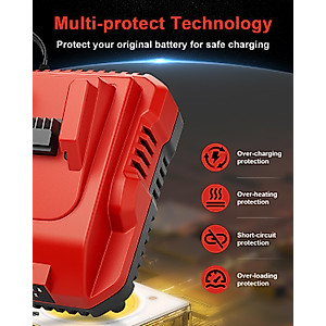 TOMORTOOL 2-Pack 18V 6.5Ah Replacement for Milwaukee M-18 Battery and 1 Charger(red)