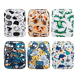 ALVABABY Pocket Newborn for Less Than 12pounds Baby Snaps Cloth Diapers Nappy 6pcs with 12 Inserts 6SVB10