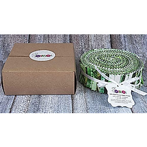 Soimoi 40Pcs Tie Dye Print Precut Fabrics Strips Roll Up 1.5x42inches Cotton Jelly Rolls for Quilting - Green