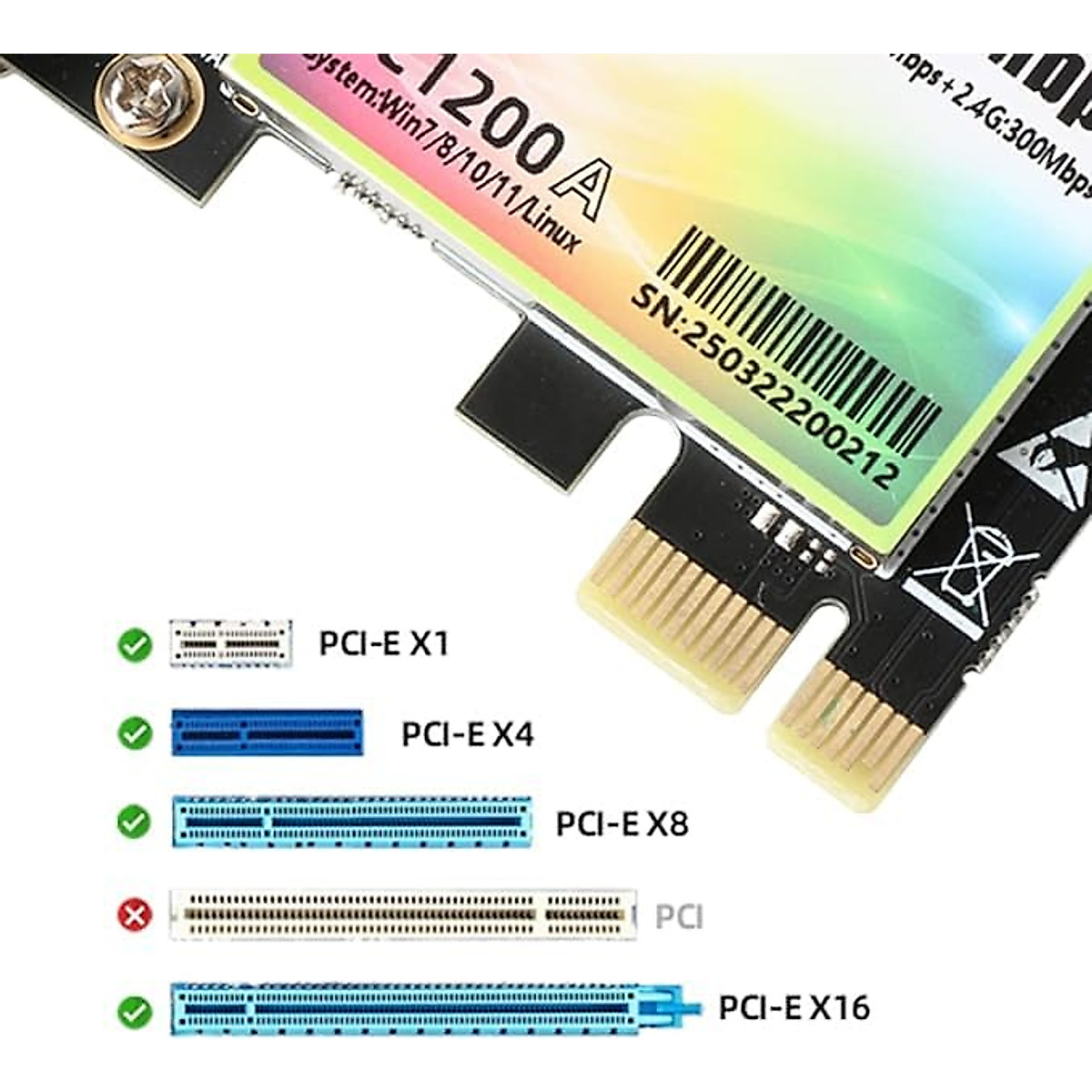 Ubit 11AC1200A PCIe Wireless Card, Up to 1200 Mbit/s, Wireless Dual-Band Gigabit WLAN WiFi Adapter Card, PCIe WiFi Card for Desktop/PC Gaming