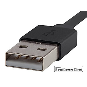 Monoprice Apple MFi Certified Flat Lightning to USB Charge & Sync Cable - 3 Feet - Black | iPhone X, 8, 8 Plus, 7, 7 Plus, 6, 6 Plus, 5S - Cabernet Series