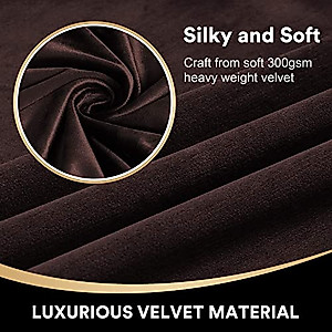 Brown Velvet Curtains Blackout - 95 inch Length Curtains for Living Room Soft Velvet Fabric Thermal Insulated Rod Pocket Window Treatment Set for Bedroom,W52 x L95,Brown, 2 Panels