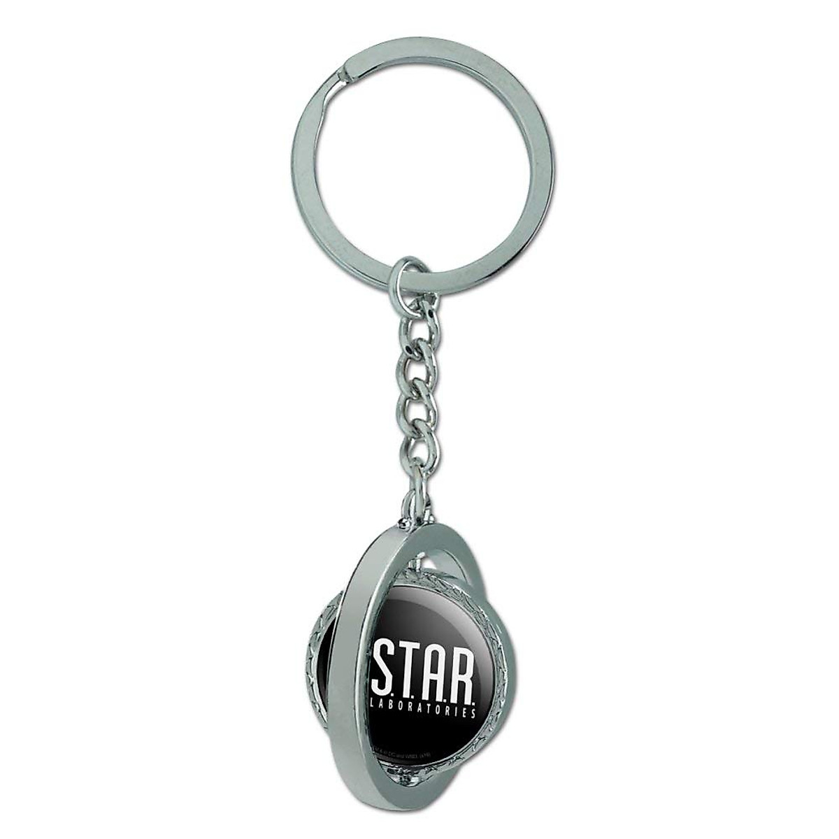 GRAPHICS & MORE The Flash TV Series STAR Labs Logo Keychain Spinning Round Chrome Plated Metal
