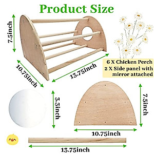 Hamiledyi Chick Perch, Chicken Wooden Strong Roosting Bar with Mirror, Training Sleeping Perch Standing for Coop and Brooder, Solid Ladder for Chick Hens Silkies Quail Chicken