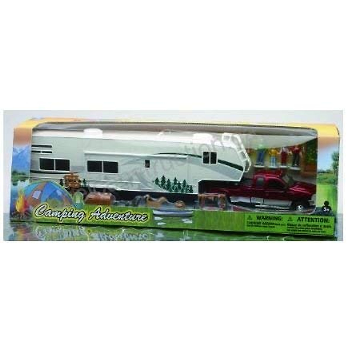 Camping Adventure 1:32 Ford Fifth Wheel Camping Set Truck Trailer Diecast and Accessories