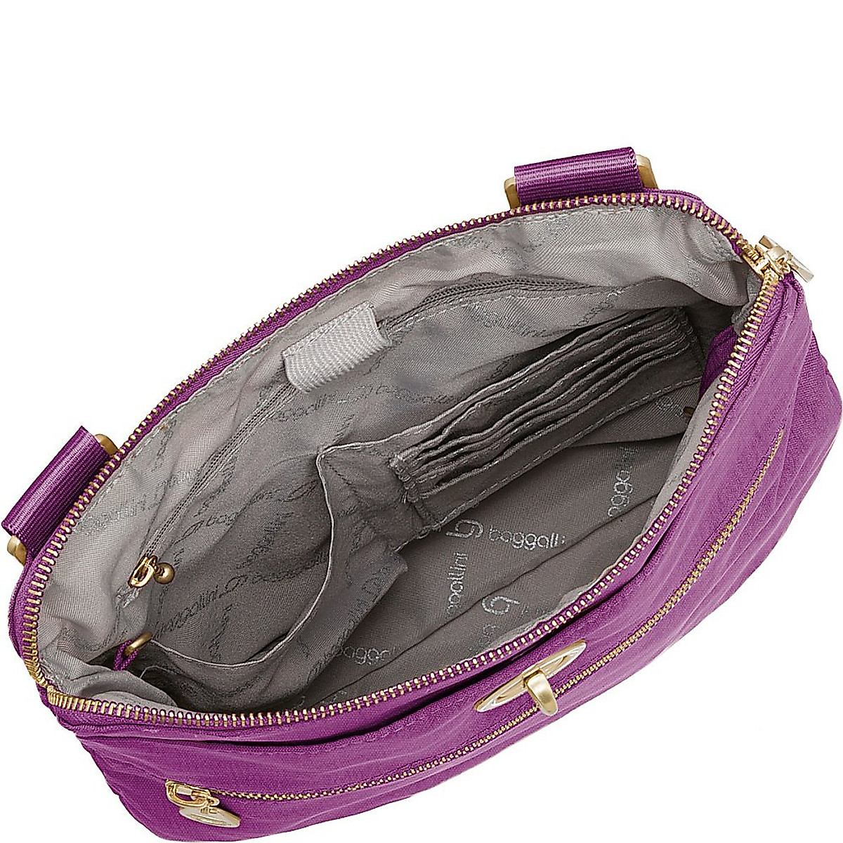 Baggallini Hanover Travel Crossbody Bag Gold Hardware, Charcoal, One Size