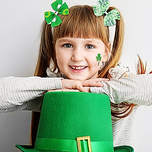 Whaline 12Pcs St. Patrick's Day Bow Hair Ponytail Holders Shamrock Clover Prints Bow Hair Scrunchies Green White Hair Ties Irish Holiday Elastic Hair Bands for Women Girls Teens Hair Accessories