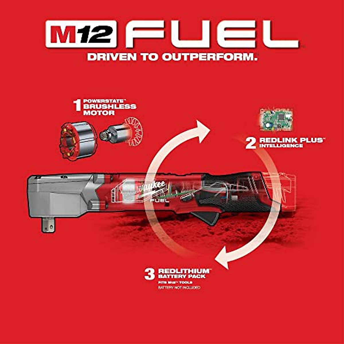 Milwaukee 2565P-20 M12 FUEL 1/2" Right Angle Impact Wrench with Pin Detent - No Battery, No Charger, Bare Tool Only