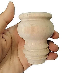 Jaswass 3 Inch Wooden Furniture Legs Sofa Replacement Legs Unfinished Bun feet for Armchair Cabinet Chair Dresser Home DIY Projects 4 Pcs