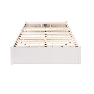 Prepac Select Queen 4-Post Raised Platform Bed with Under Bed Storage Space, Modern Queen Storage Bed 83" D x 63" W x 16" H, White, WBSQ-1302-2K