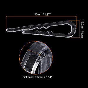 uxcell 100Pcs Durable Plastic Alligator Clips, 1.97" Clear U Shape Shirt Clip Clothespins with Teeth for Folding Ties, Pants, Socks, Garments