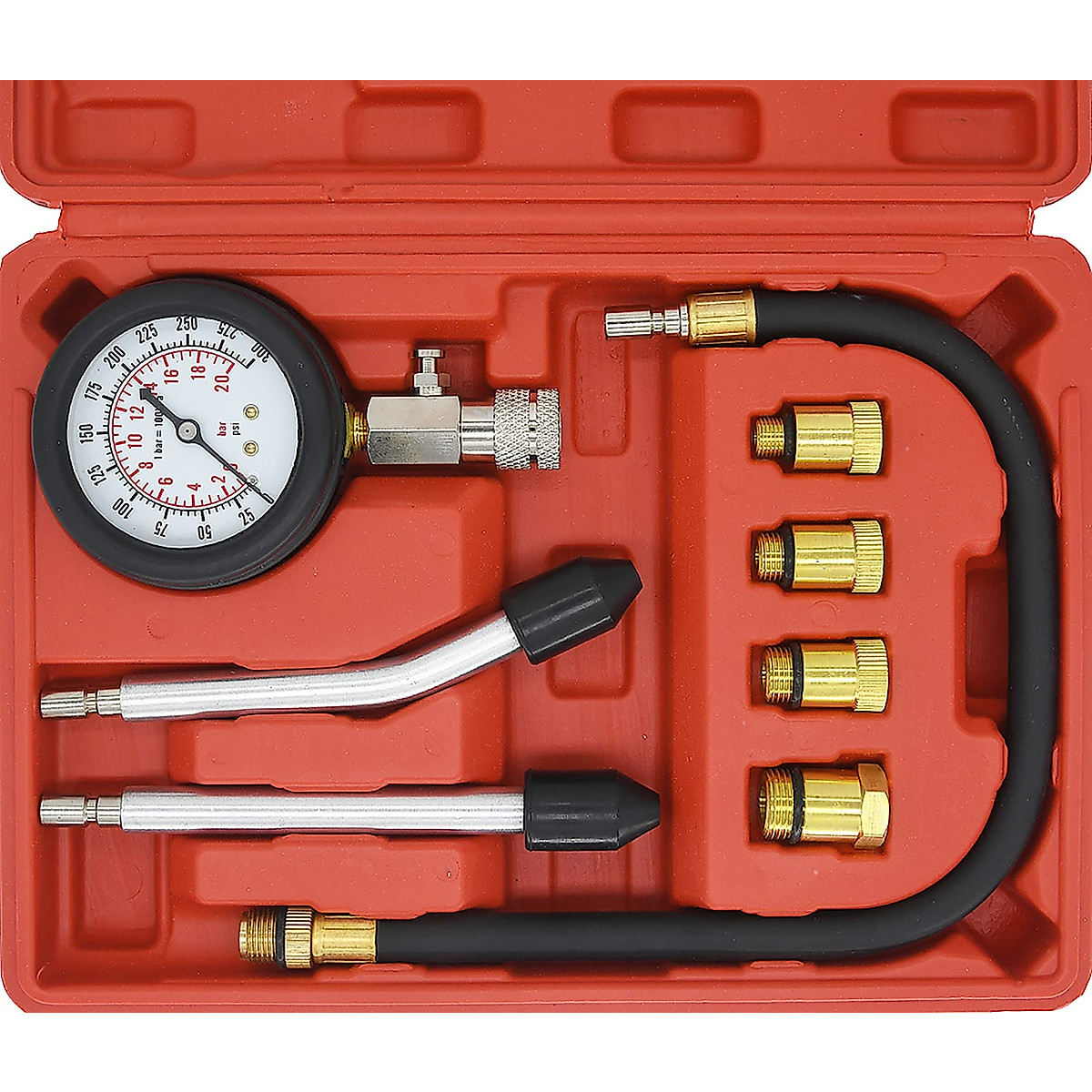 Petrol Engine Cylinder Compression Tester Kit and Spark Plug Tester Tool Fit for Automotive Car Lawnmower Truck Chainsaw Motorcycle Boat Petrol Gas Engine Diagnostic Compression Tester Kit (9 Pcs)