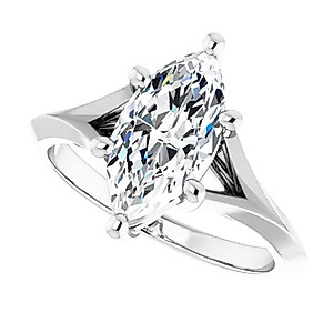 10K Solid White Gold Handmade Engagement Rings 2.0 CT Marquise Cut Moissanite Diamond Solitaire Wedding/Bridal Ring Set for Womens/Her Propose Ring (6)