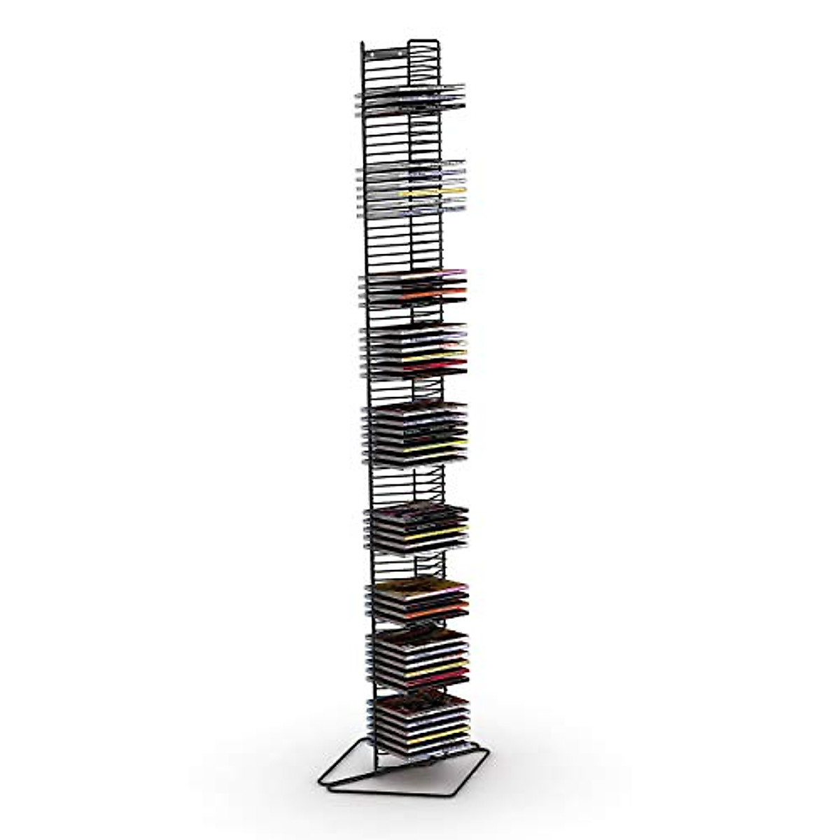 Atlantic Onyx Wire CD Tower - Holds 80 CDs in Matte Black Steel, PN 1248